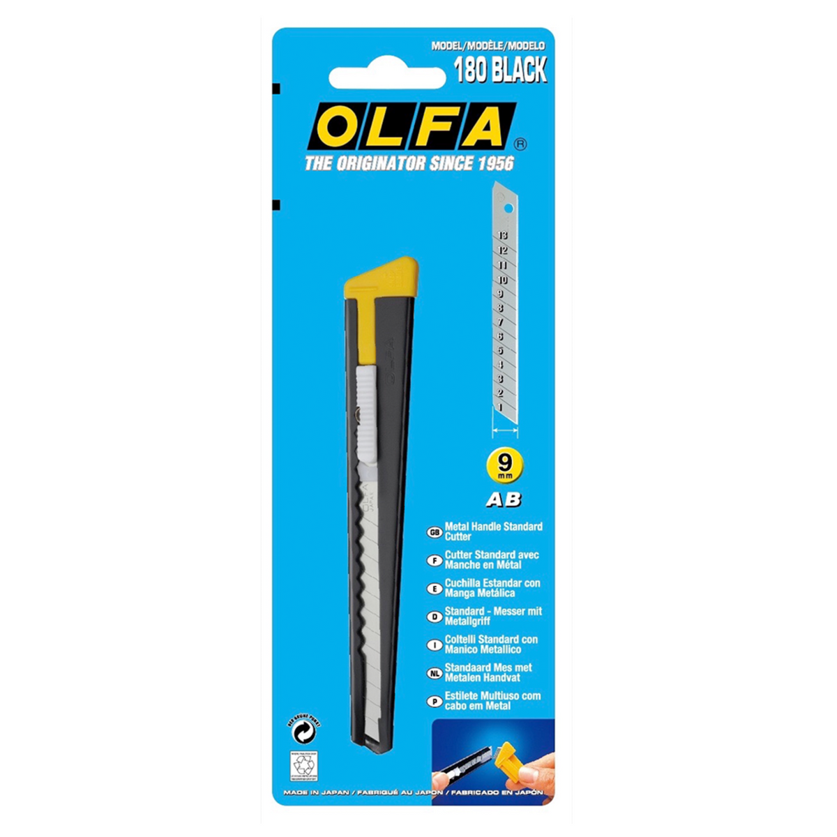 Olfa 180 Black Standard Duty Metal Handle Knife/cutter