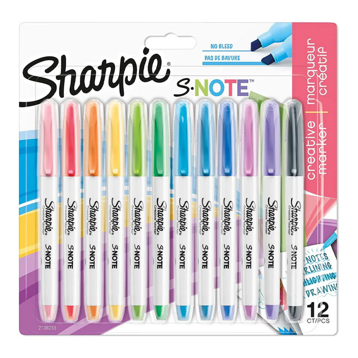 Sharpie S Note Markers Assorted 12 Color Blister Pack